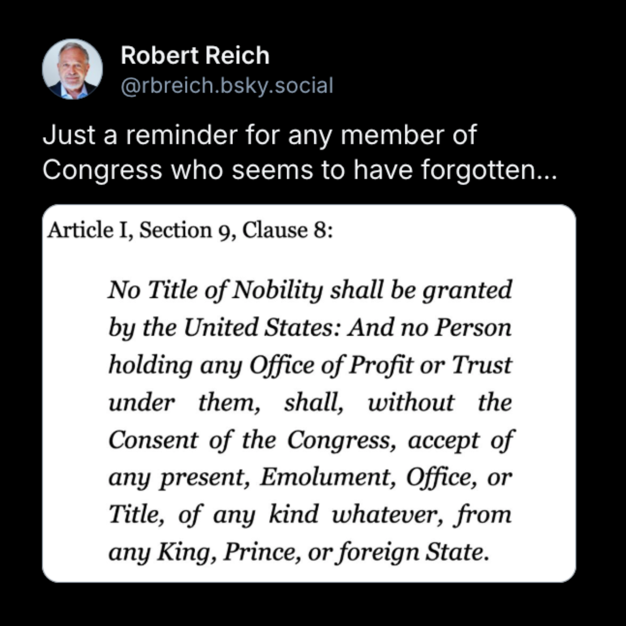 Post from Robert Reich