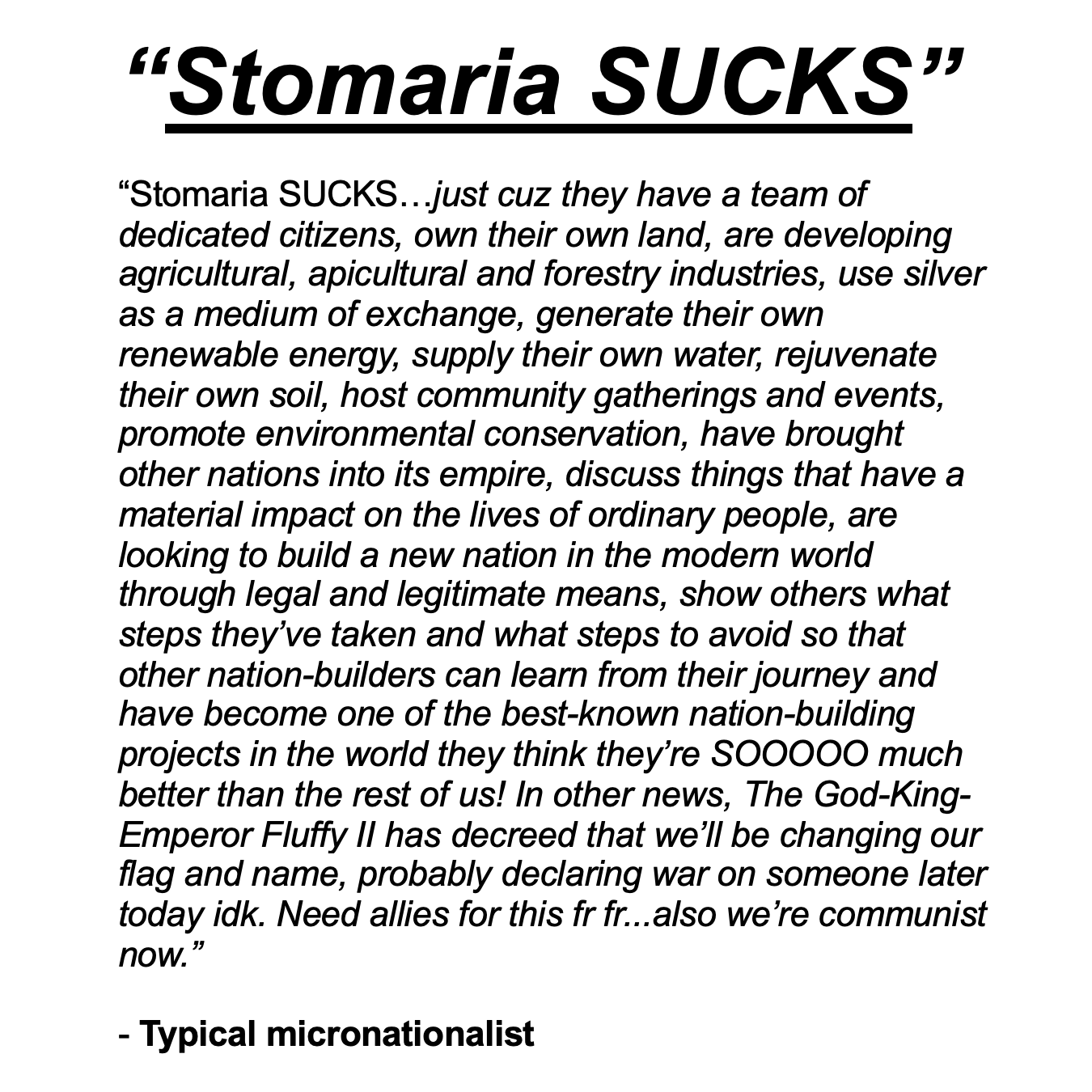 Post from Empire of Stomaria