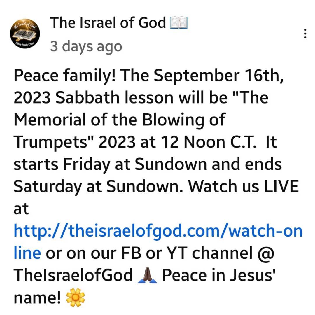 Post from THE ISRAEL OF GOD UK 🙌🏾