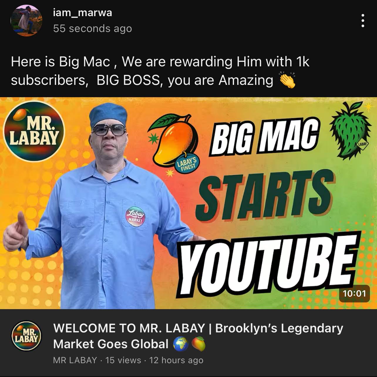 Post from MR LABAY