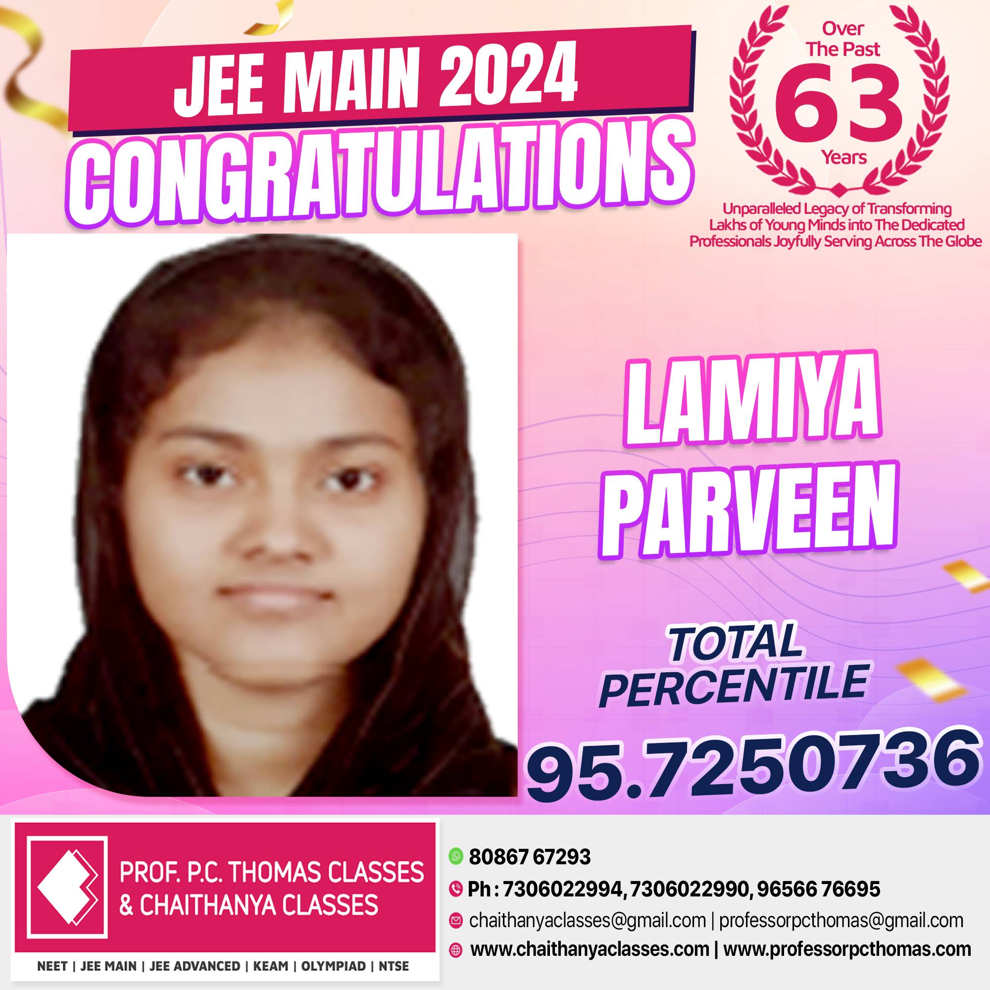 Post from Prof. P. C. Thomas & Chaithanya JEE, NEET, 11 & 12