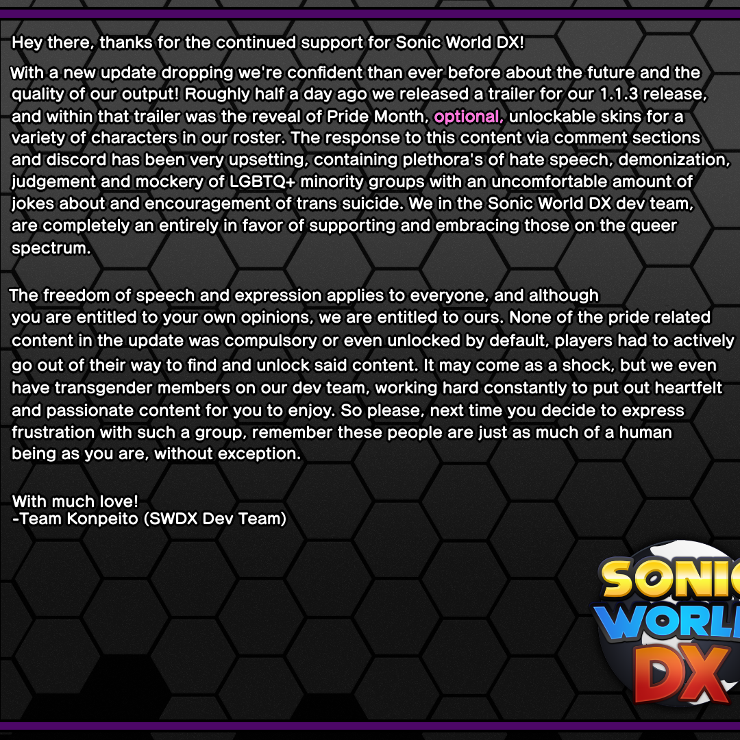 Post from Sonic World DX