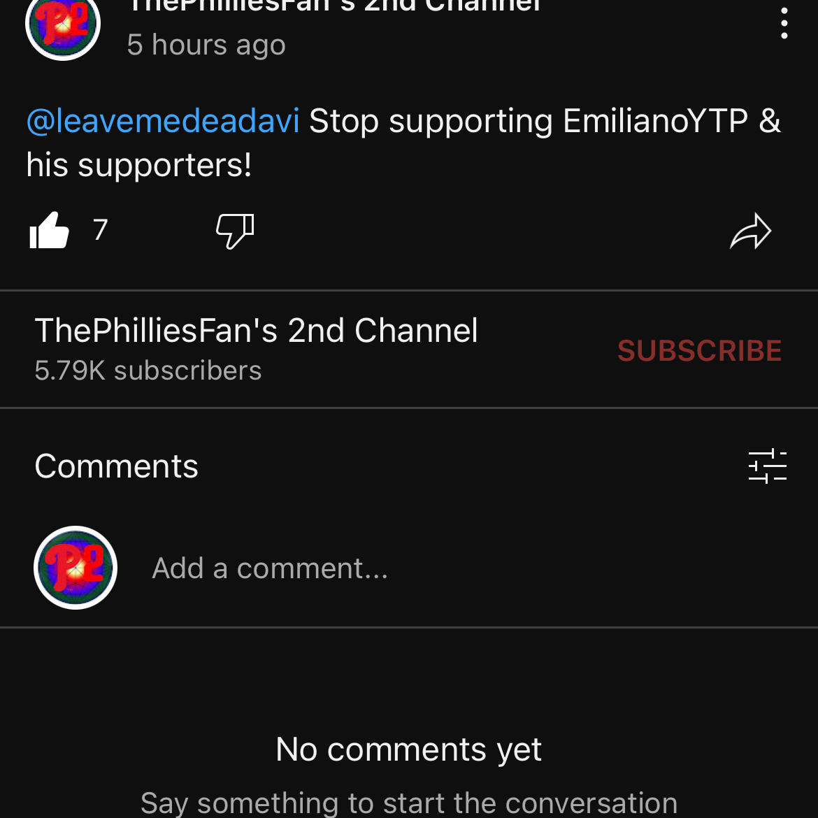 Post from ThePhilliesFan's 2nd Channel