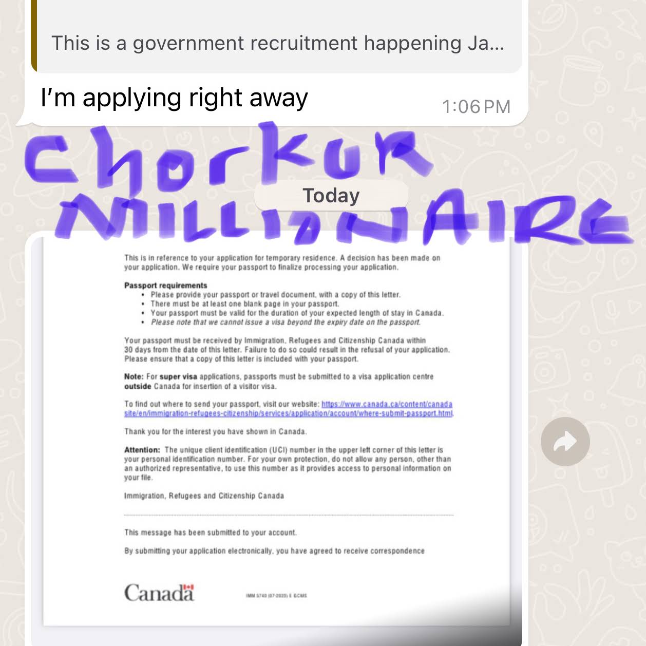 Post from Chorkor Millionaire